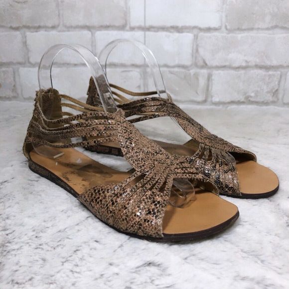 Miz Mooz | Shoes | Snake Print Leather Huarache Peep Toe Sandals | Poshmark
